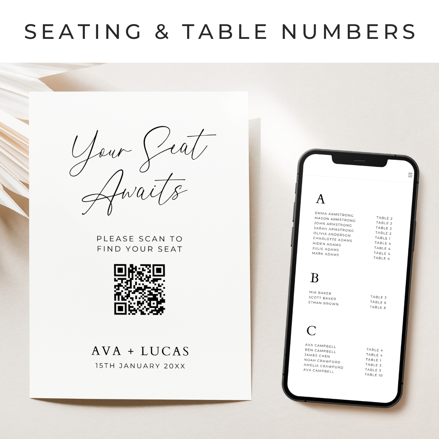 Seating & Table Numbers – Amber & Rose Creative Studios