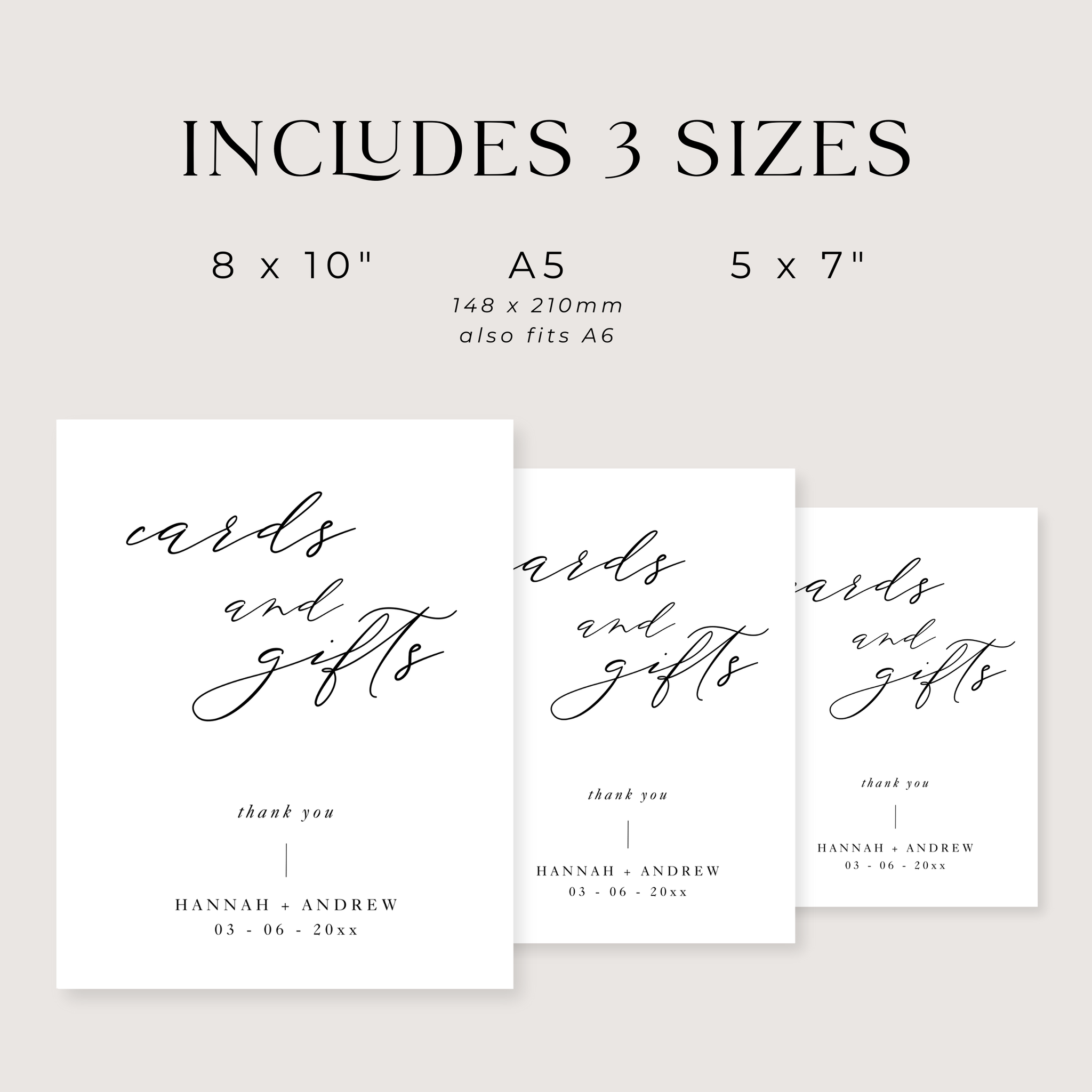 Cards and Gifts Sign Template – Amber & Rose Creative Studios