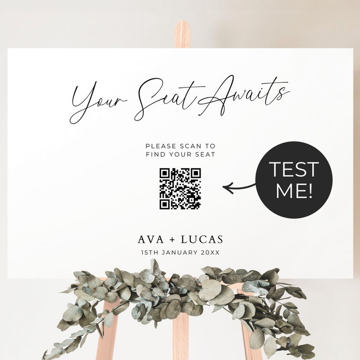 Digital Seating Chart with QR Code Sign Template Horizontal – Amber ...