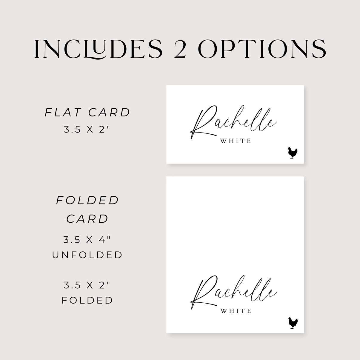 Name Place Card Template with Meal Choice Icons – Amber & Rose Creative ...