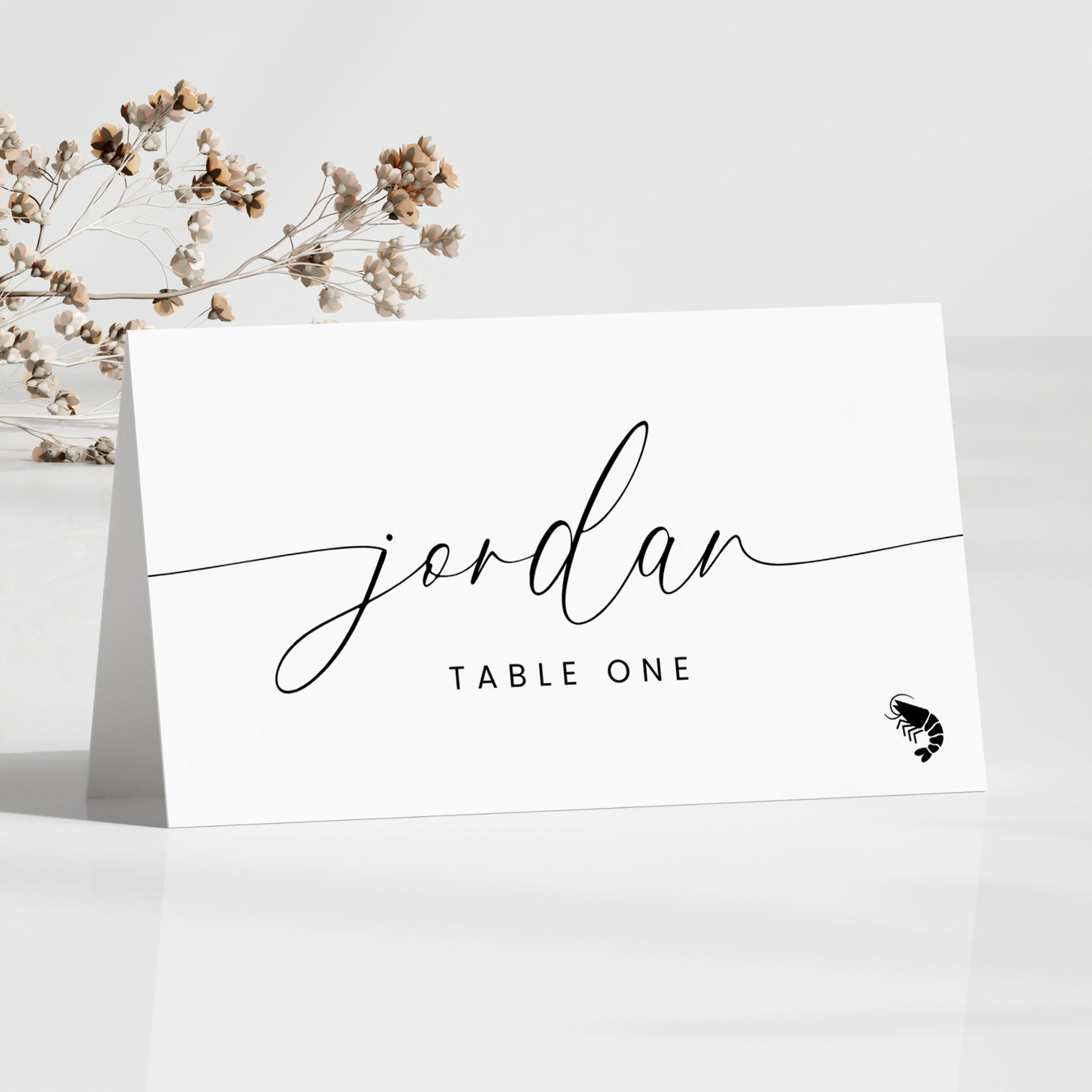 Name Place Card Template with Meal Selection Icons – Amber & Rose ...