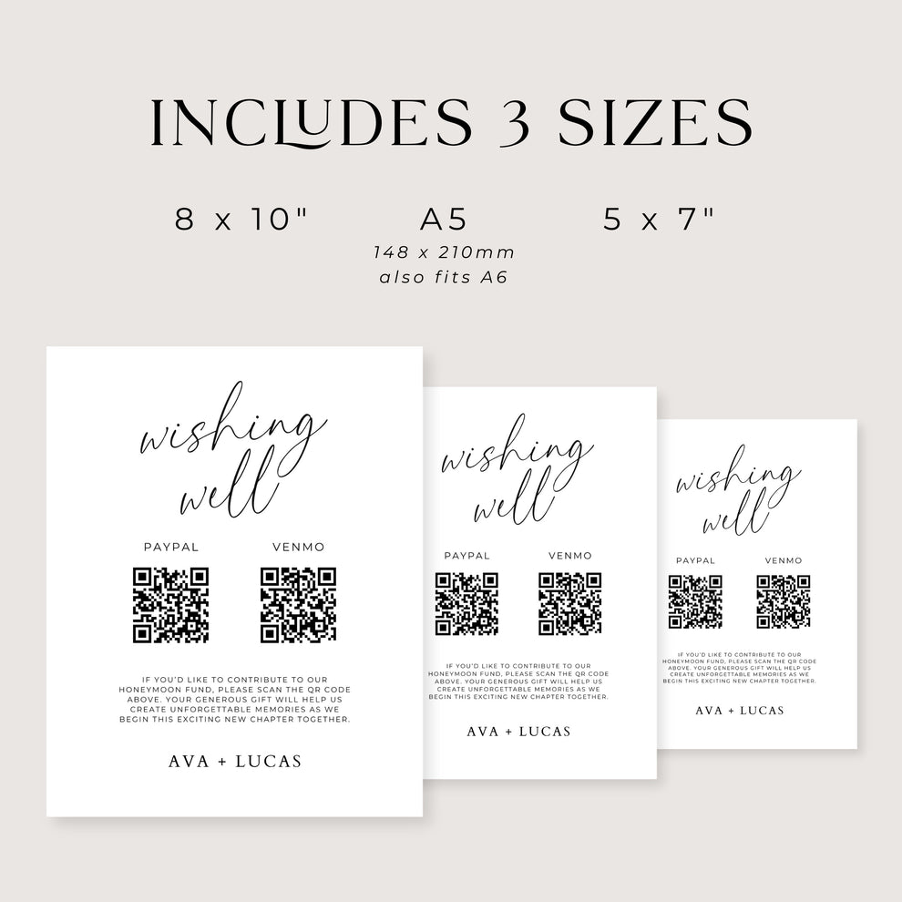 Digital Wishing Well QR Code Sign Template – Amber & Rose Creative Studios