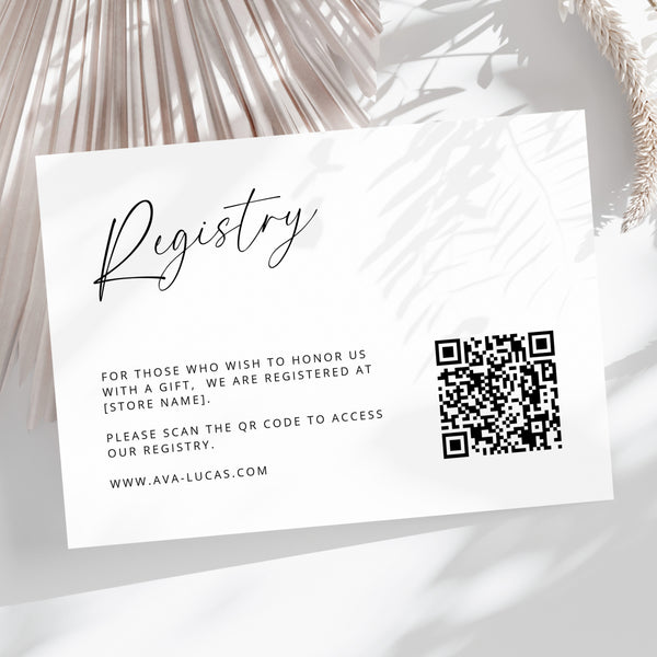 Wedding Registry QR Code Enclosure Card – Amber & Rose Creative Studios