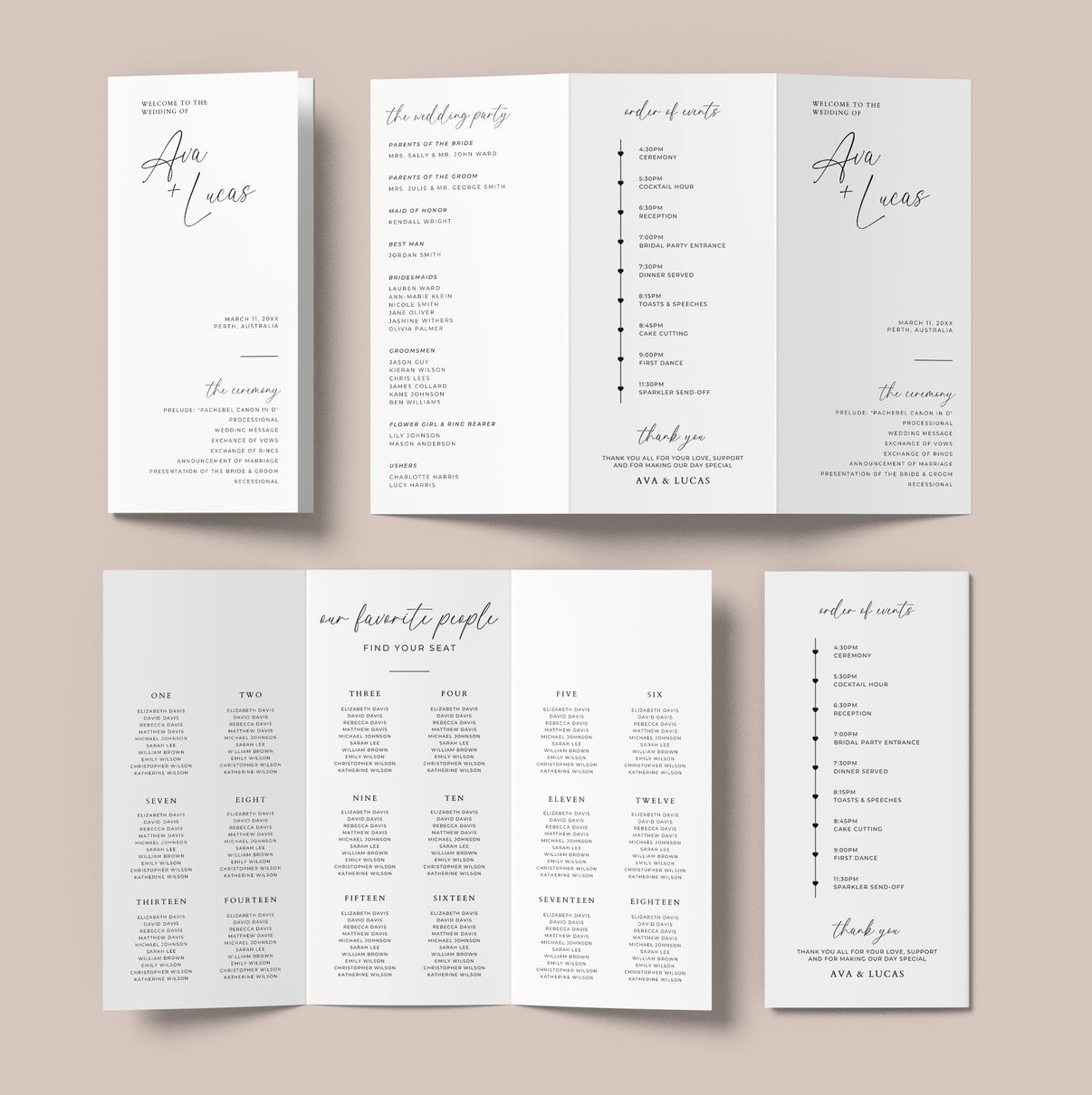 Wedding Trifold Program Template – Amber & Rose Creative Studios